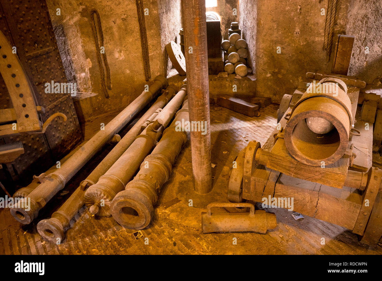 Rome, Italy - 23 June 2018: Ancient Catapult cannon weapon with cannon ...