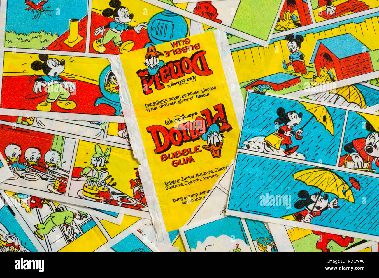 Moscow, Russia - January 13, 2019: High angle view of Donald bubble gum ...