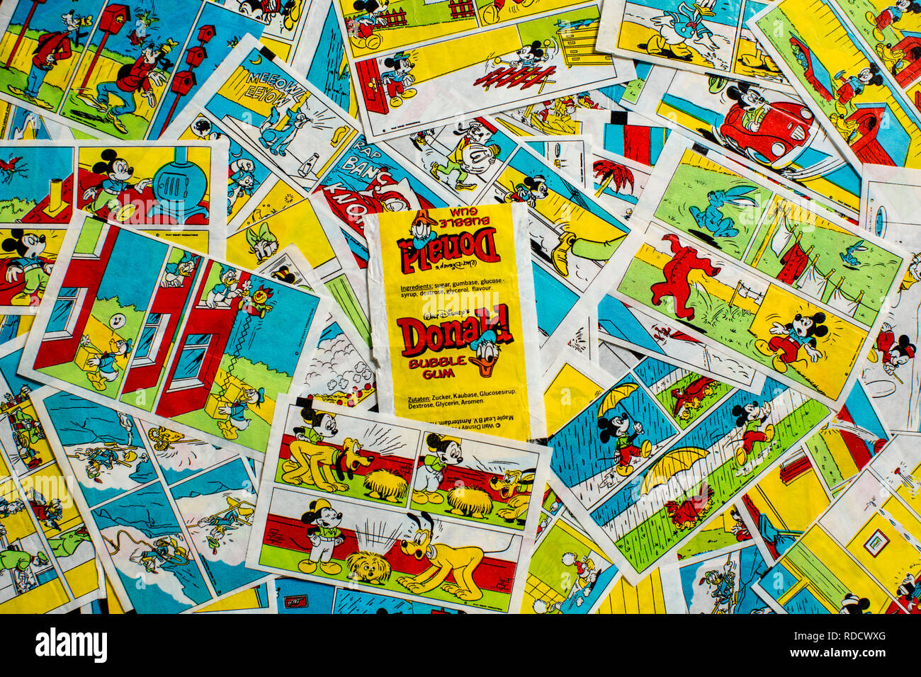 Moscow, Russia - January 13, 2019: High angle view of Donald bubble gum ...