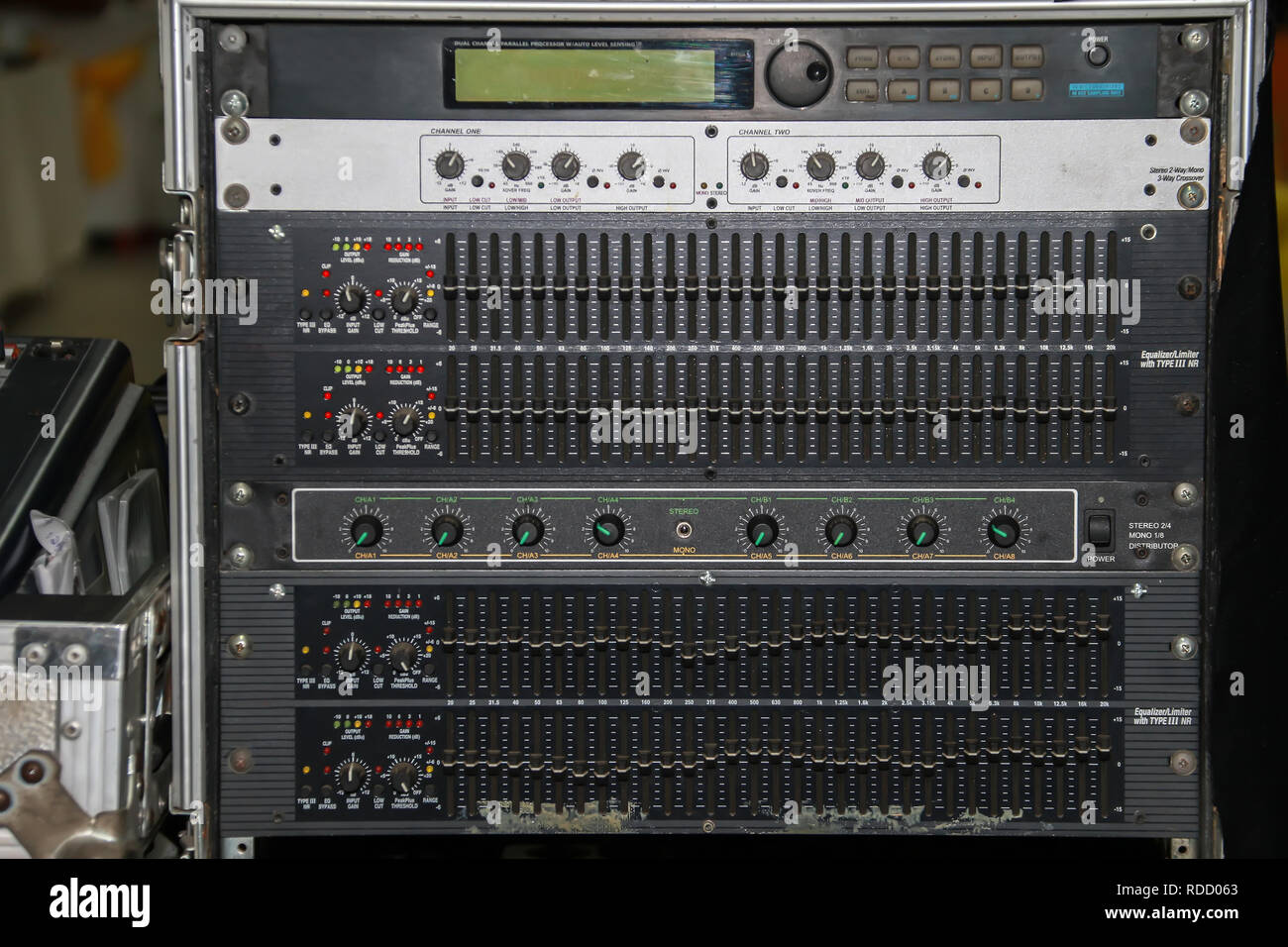 Sound mixer equalizer panel with dial knob and sliders set sidebar ...