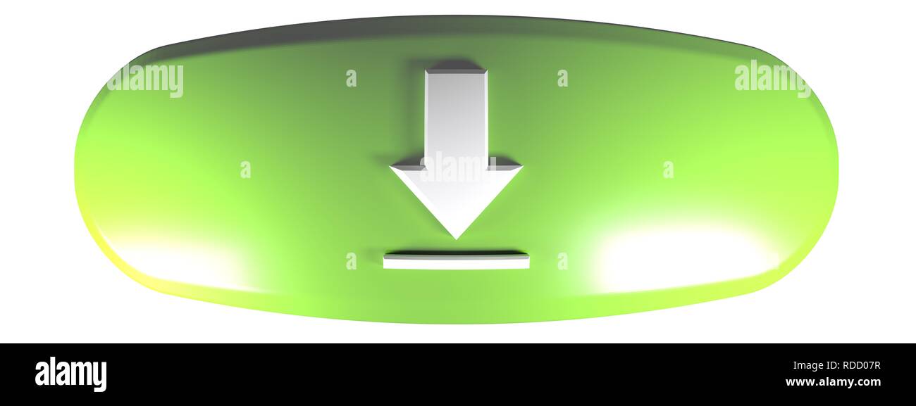 Green rounded rectangle DOWNLOAD - 3D rendering illustration Stock ...