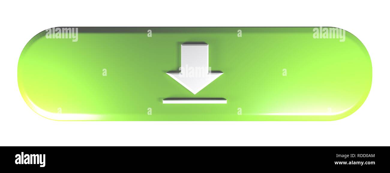 Green rounded rectangle DOWNLOAD - 3D rendering illustration Stock ...