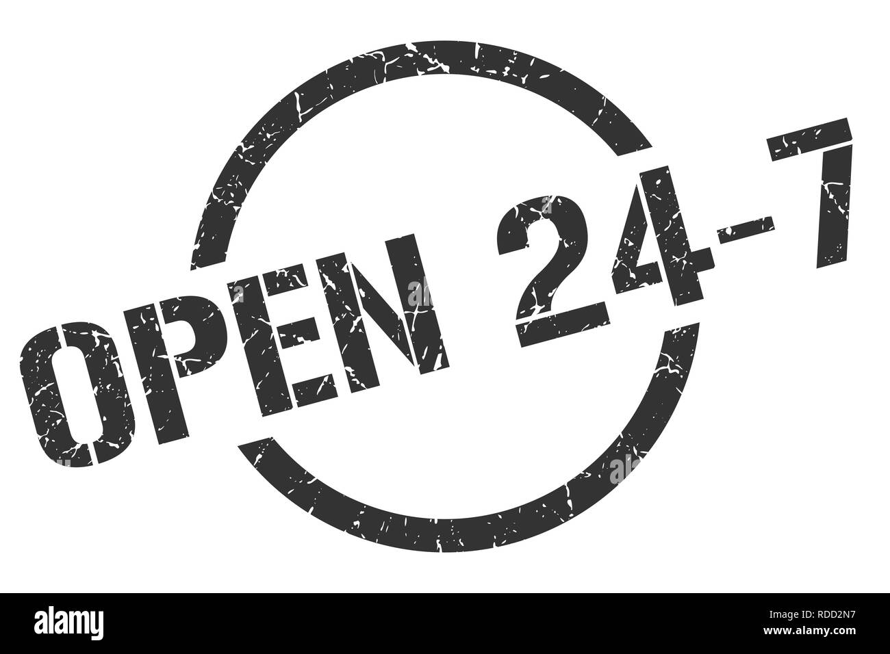 open 24 7 black round stamp Stock Vector Image & Art - Alamy
