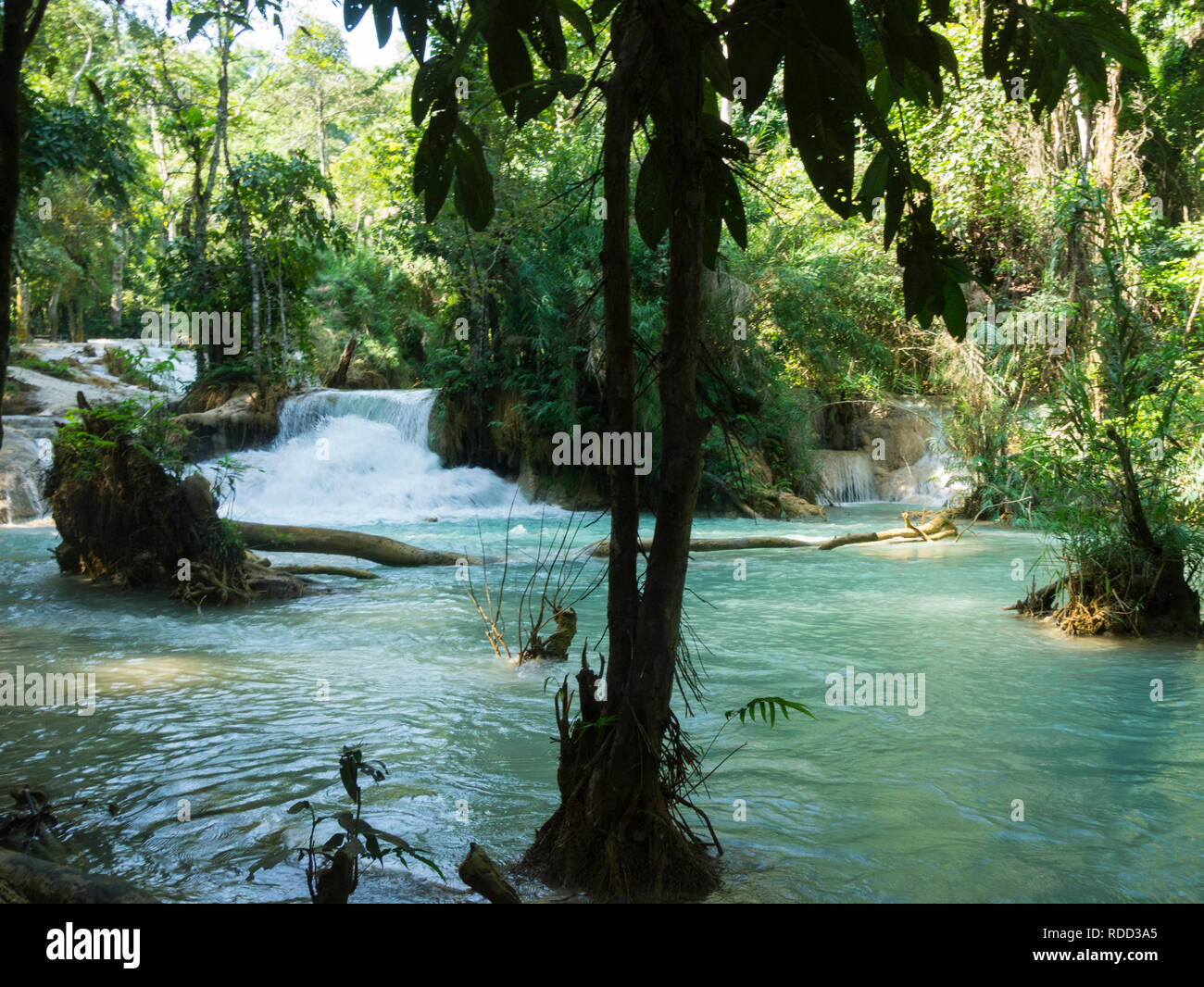 Middle part three tiered tat kuang si waterfalls hi-res stock ...