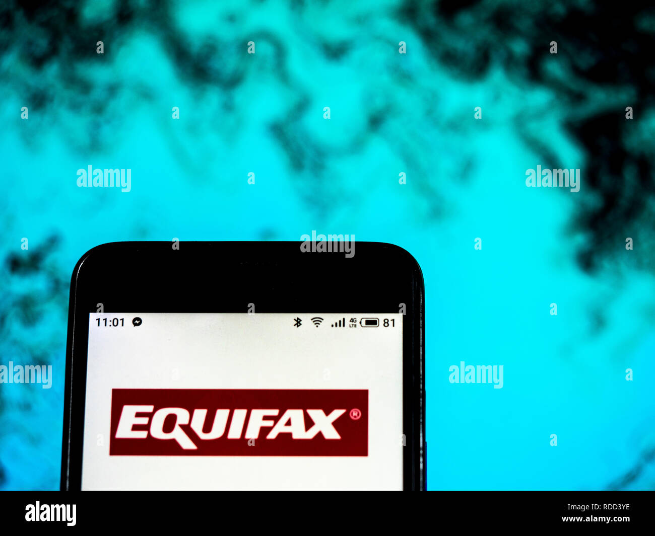 Equifax Consumer reporting agency company logo seen displayed on smart ...