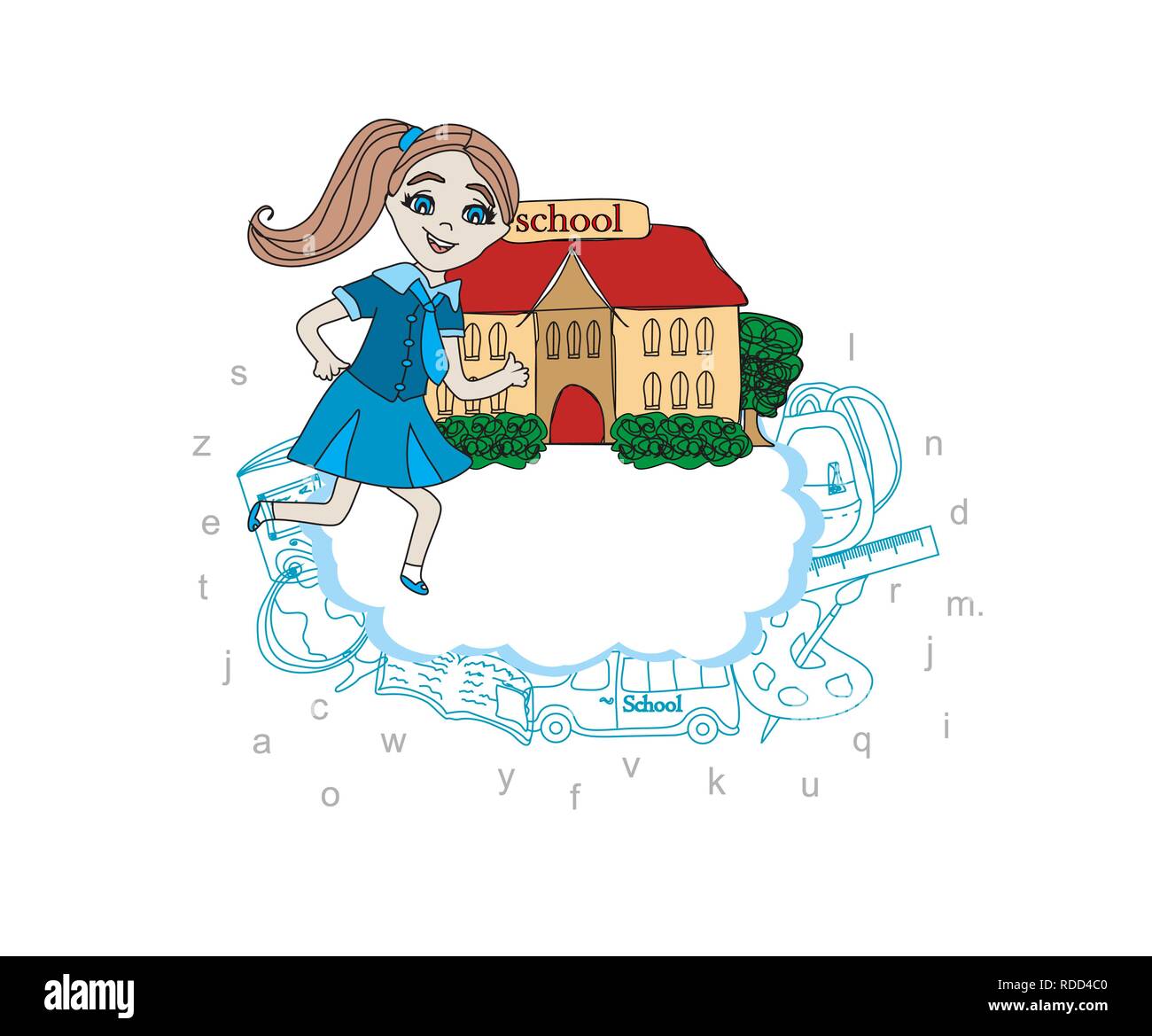 Girl school globe study Stock Vector Images - Alamy