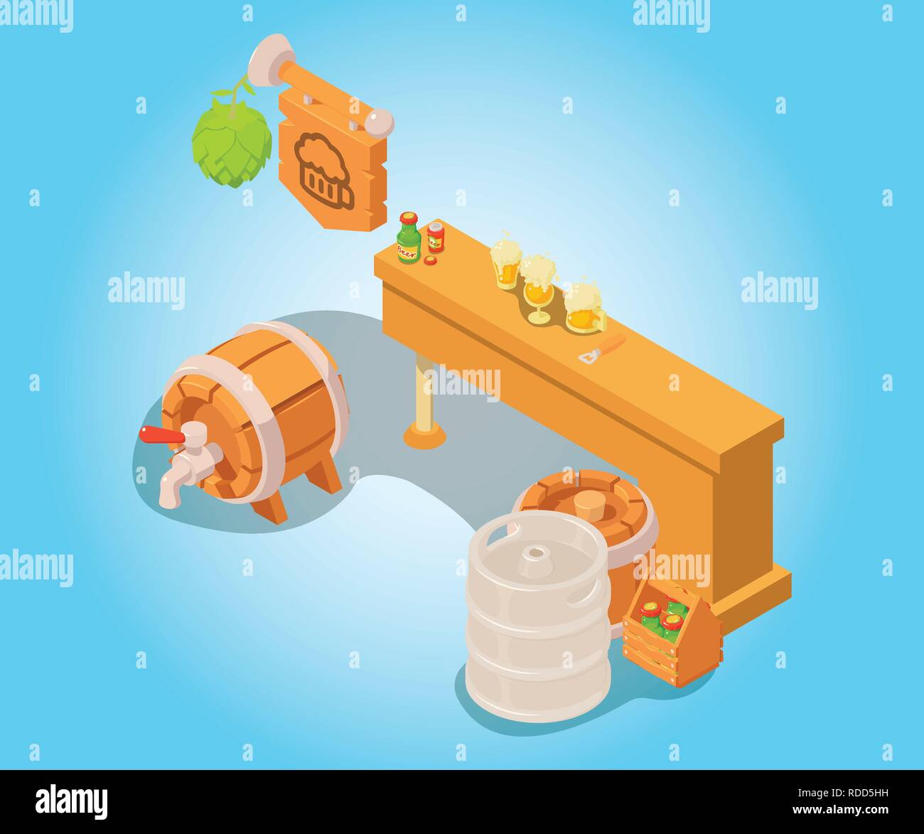 Beer stand concept banner, isometric style Stock Vector Image & Art - Alamy