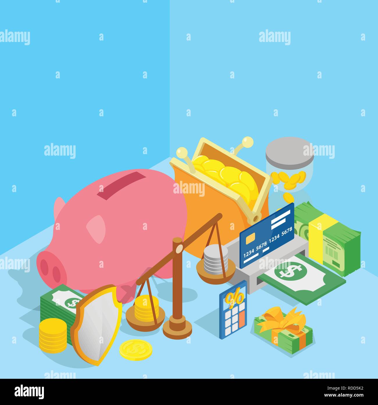 Amount of money concept banner, isometric style Stock Vector Image ...