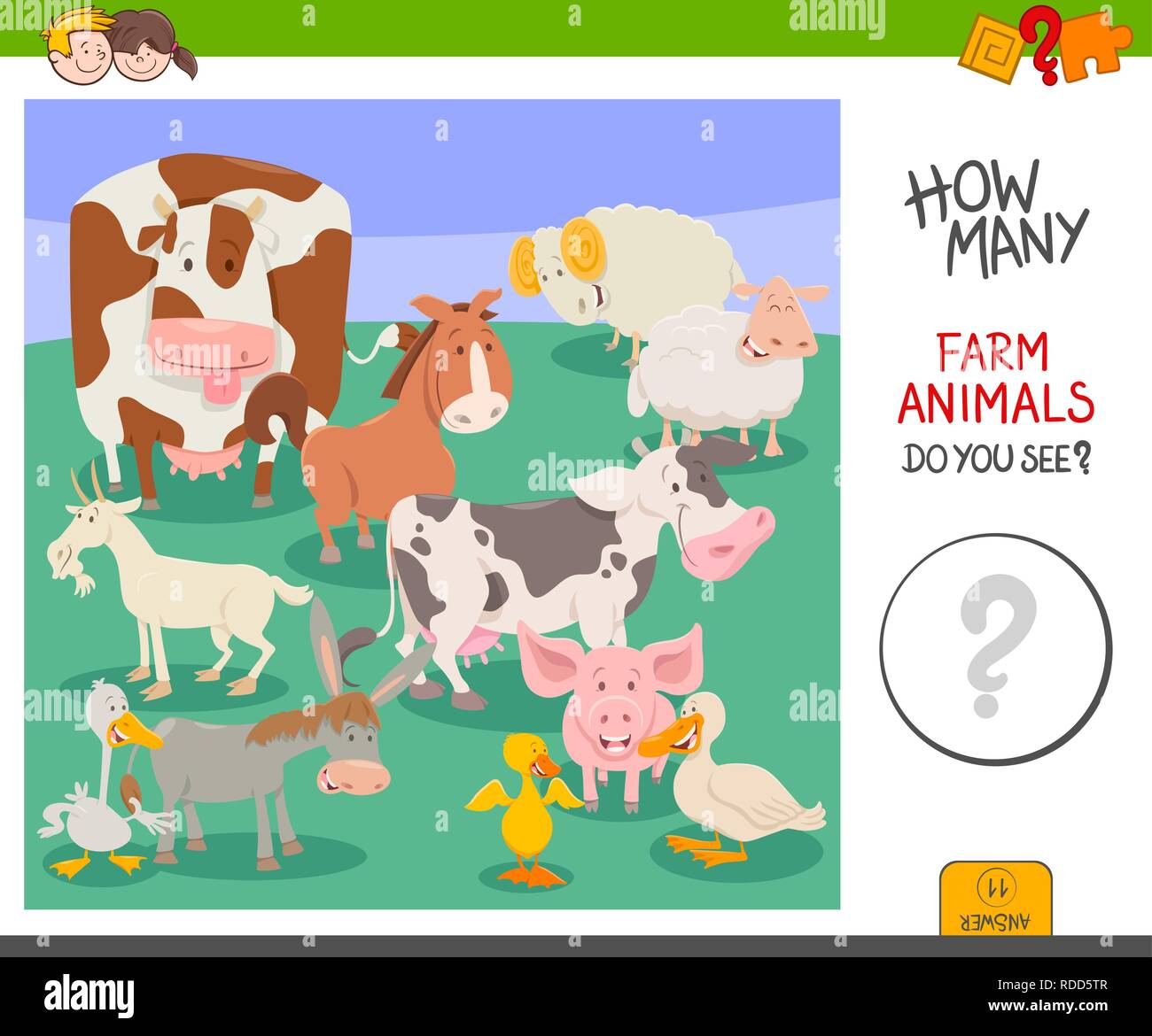 Cartoon Illustration of Educational Counting Activity Game for ...