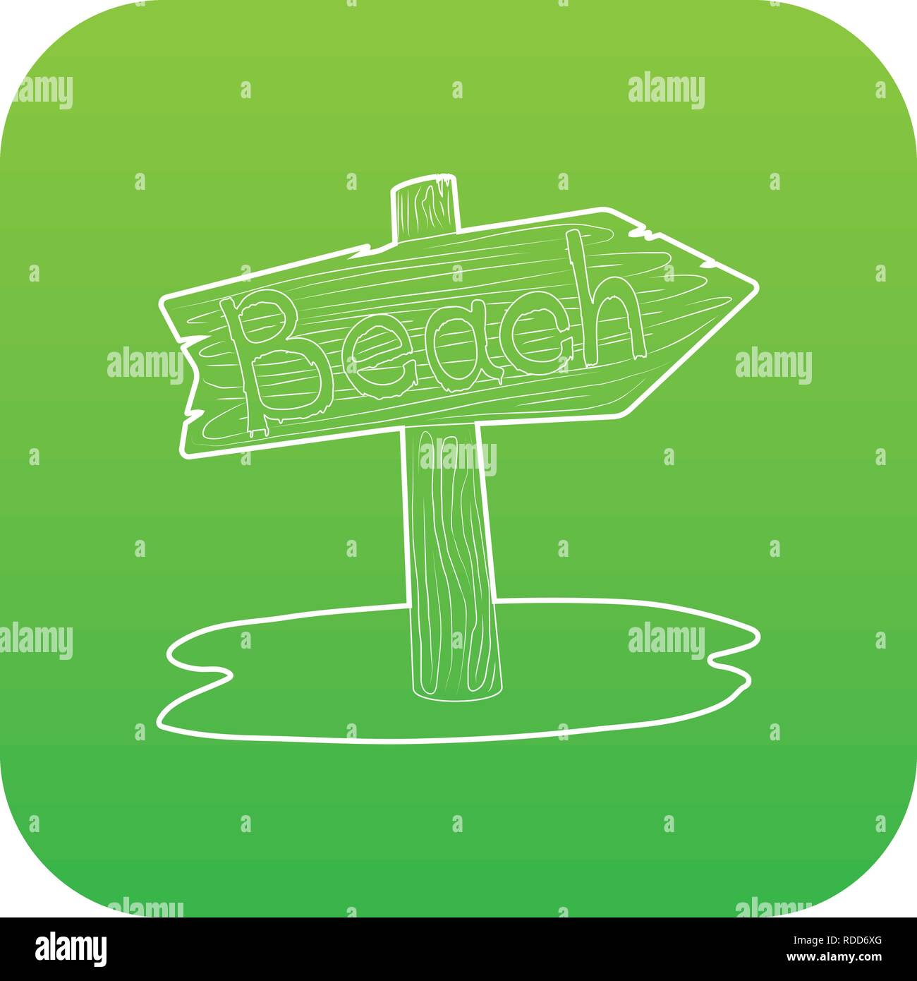 Beach wooden direction sign icon green vector Stock Vector Image & Art ...