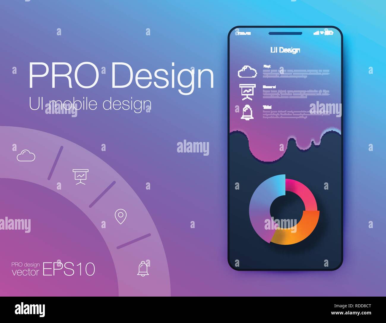 User interface with infographics with charts and graphs in flat design ...