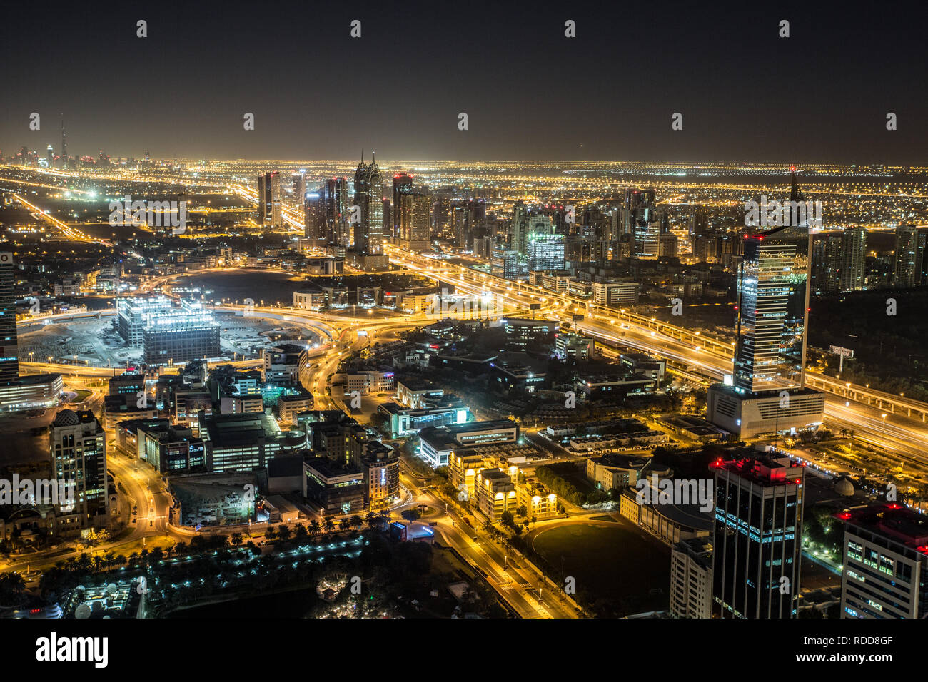 Beautiful view from the top of dubai skyline panorama hi-res stock ...