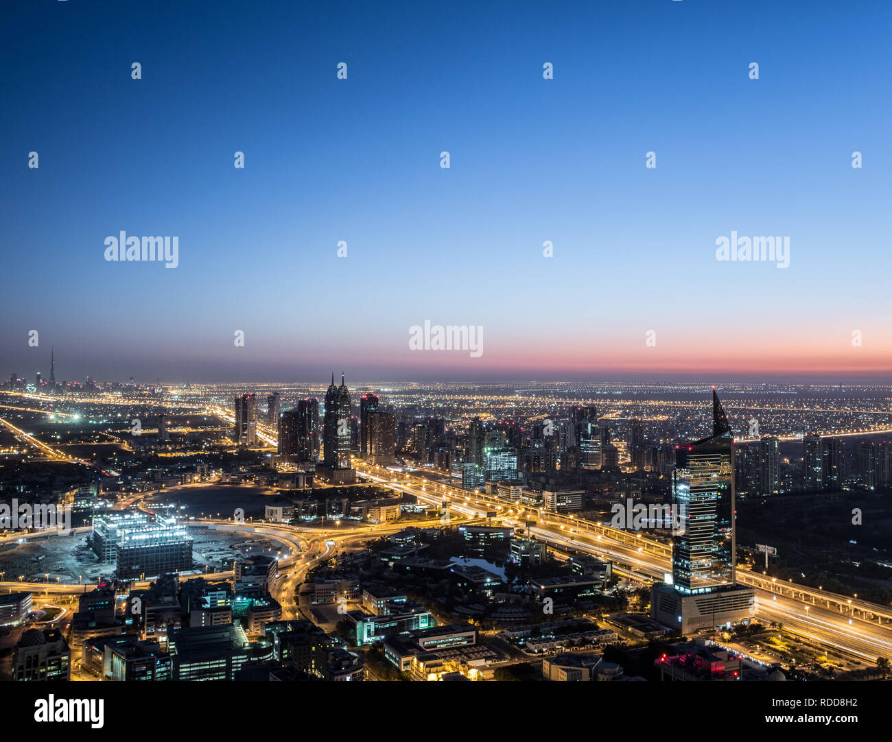 Beautiful view from the top of dubai skyline panorama hi-res stock ...