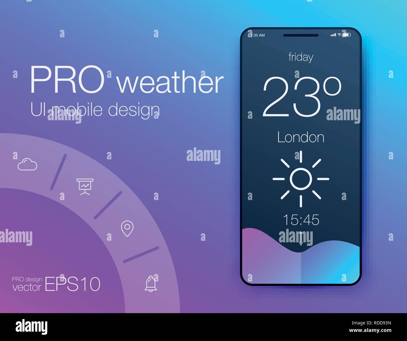 Weather Forecast App Ux Ui Design. Stock vector eps Stock Vector Image ...