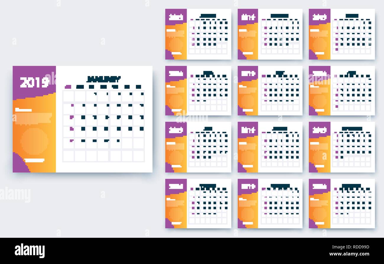 simple calendar 2019, Stock vector eps10. Color design Stock Vector ...