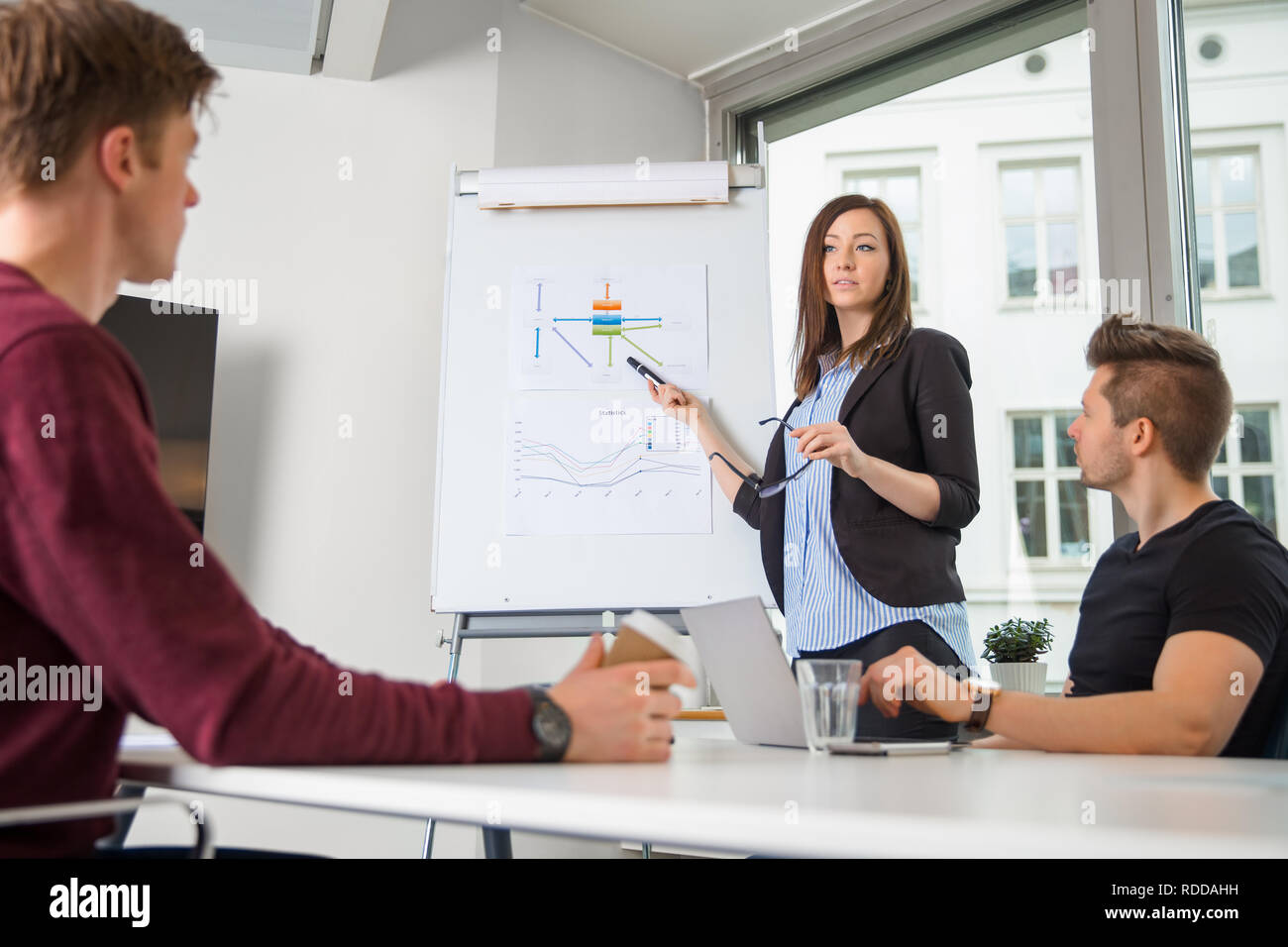 Businesswoman explaining financial graph hi-res stock photography and ...