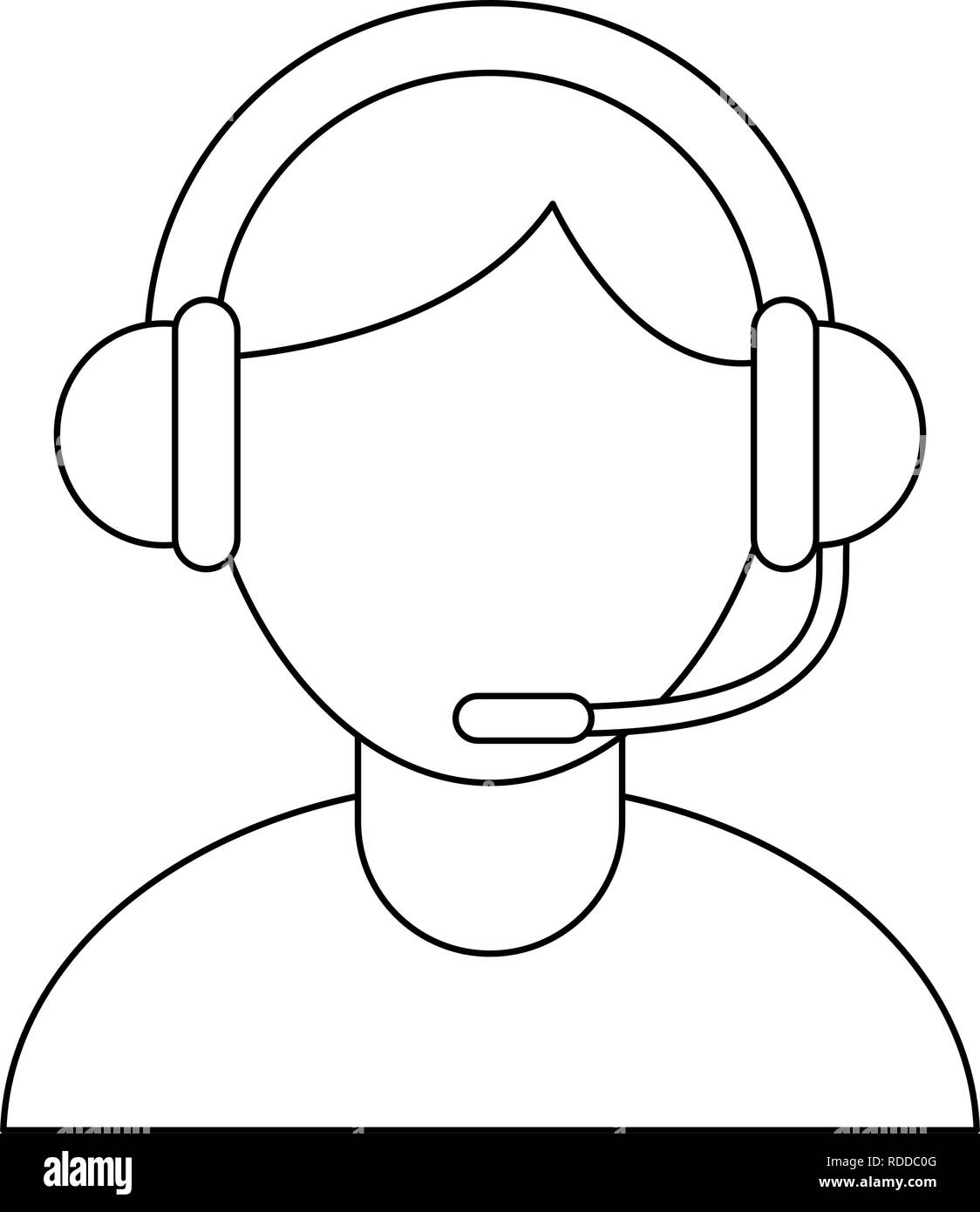 Call center and customer service black and white Stock Vector Image ...