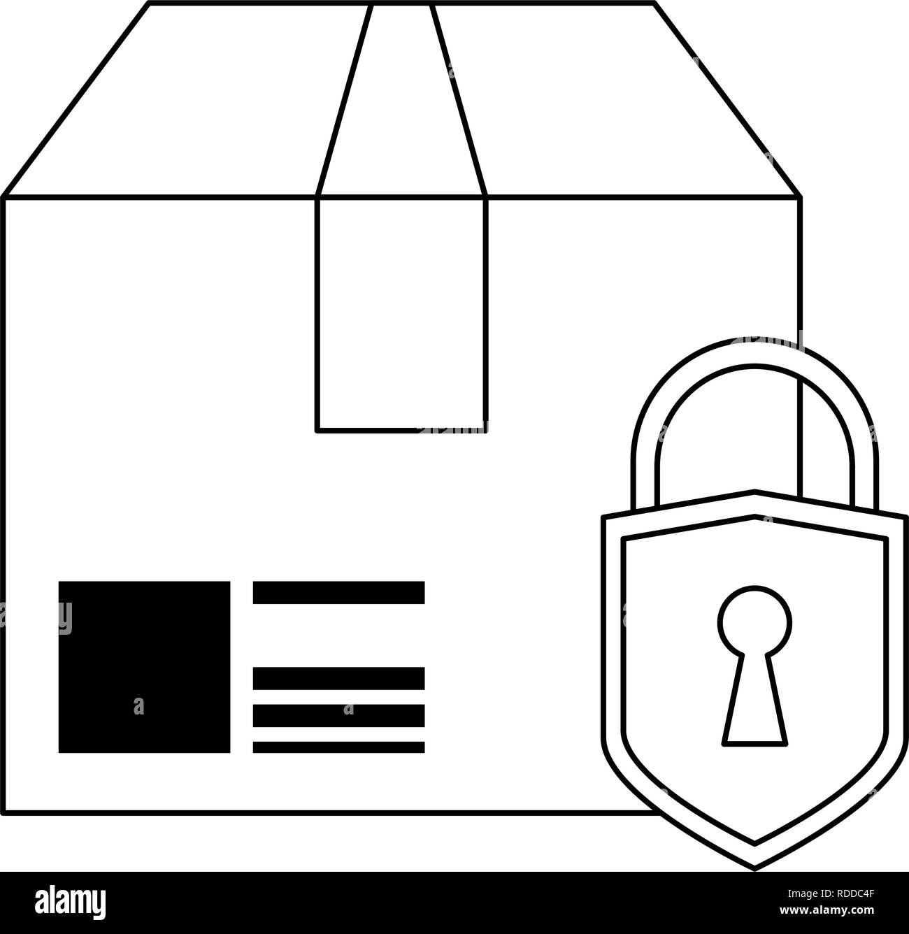 Box with padlock symbol black and white Stock Vector Image & Art - Alamy