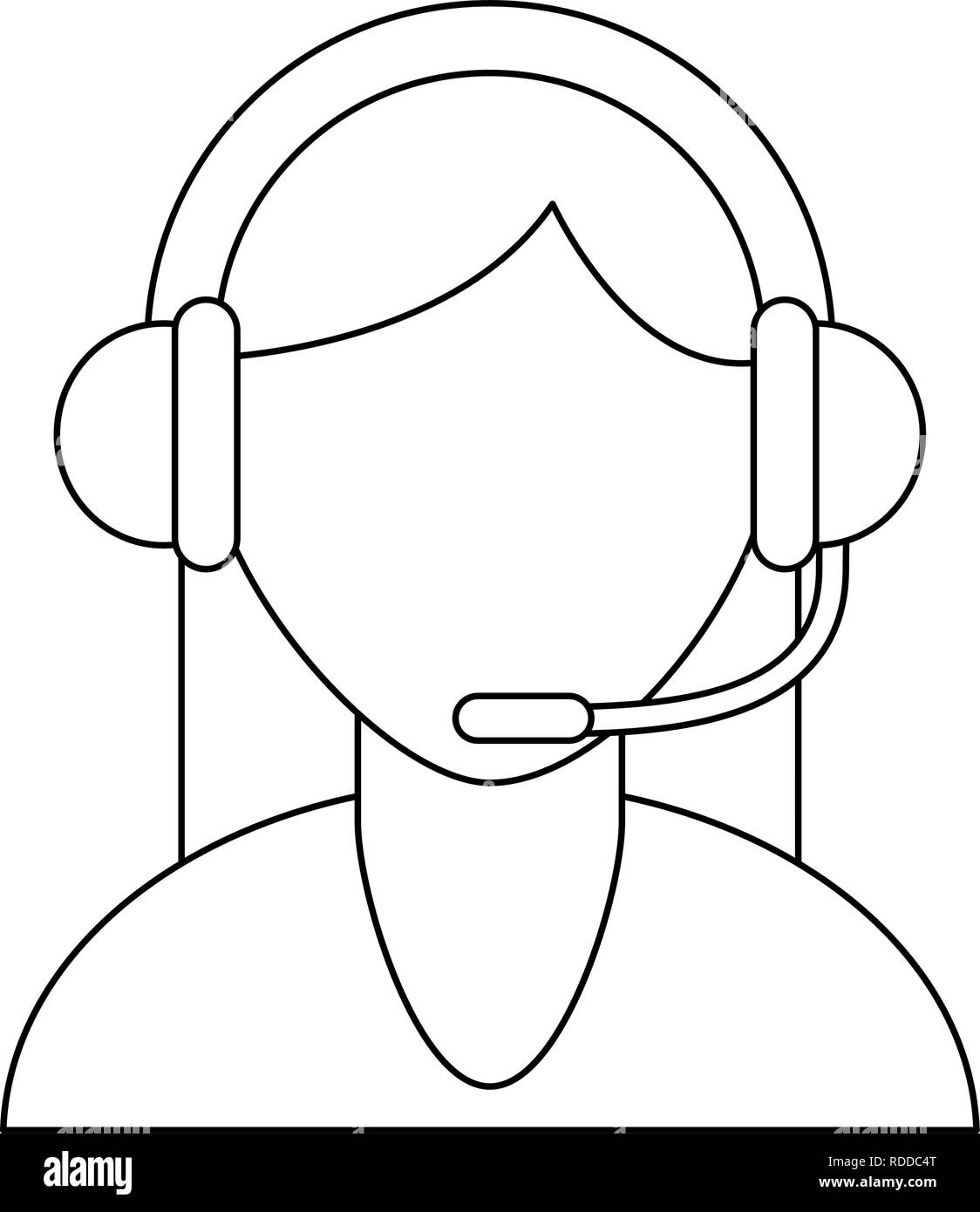 Call center and customer service black and white Stock Vector Image ...