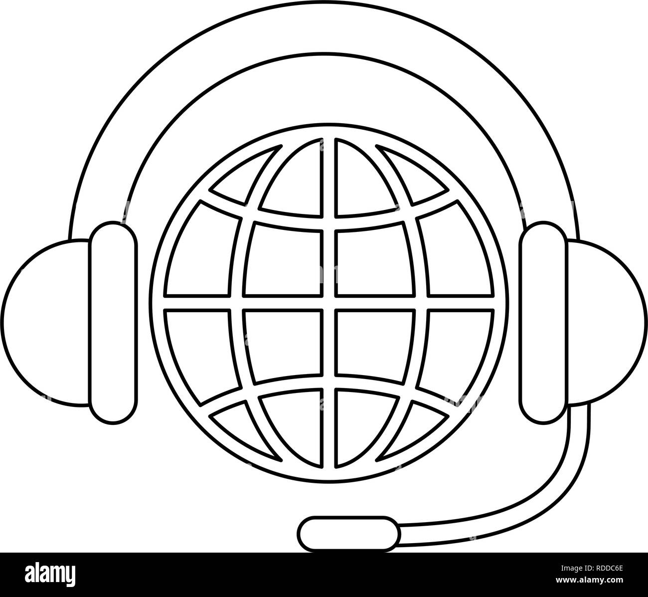 Call center and customer service black and white Stock Vector Image ...