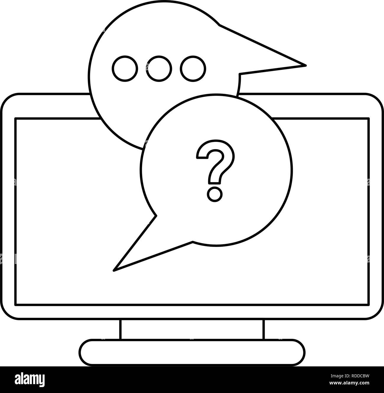 Computer with chat bubbles black and white Stock Vector Image & Art - Alamy