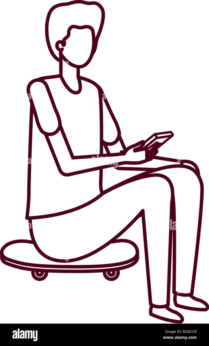 man sitting with smartphone avatar character Stock Vector Image & Art ...