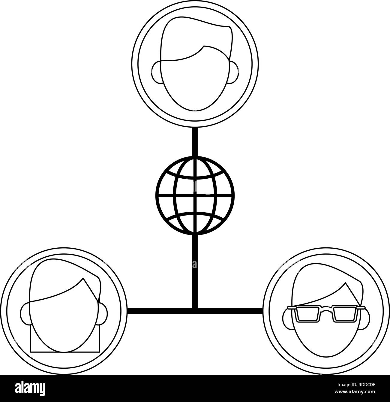 Social networking people faces black and white Stock Vector Image & Art ...