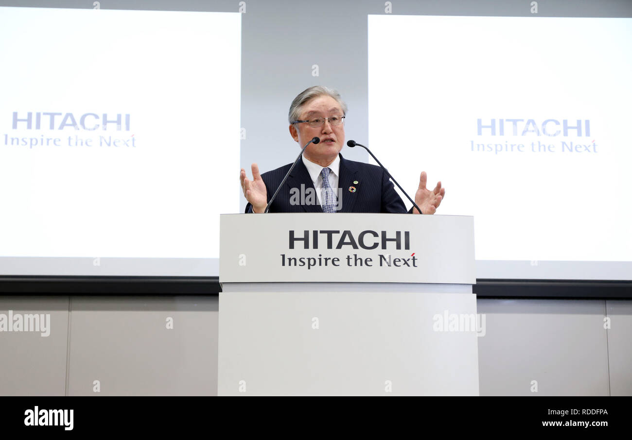 Tokyo, Japan. 17th Jan, 2019. Japanese electronics giant Hitachi ...