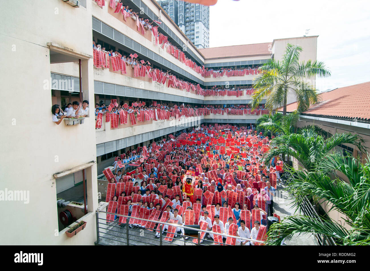 Kuala Lumpur, Malaysia. 18th Jan, 2019. Teachers and students holding ...