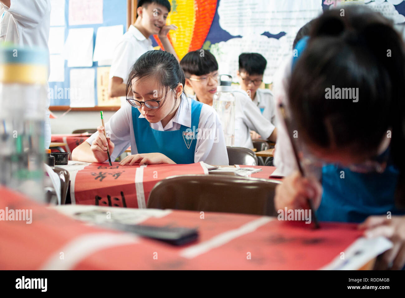 Kuala Lumpur, Malaysia. 18th Jan, 2019. Students participate in a ...