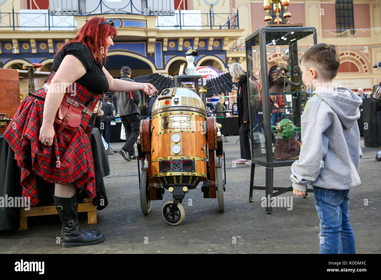 London, UK. 18th Jan, 2019. A woman is seen with Dalek at the Steam of ...