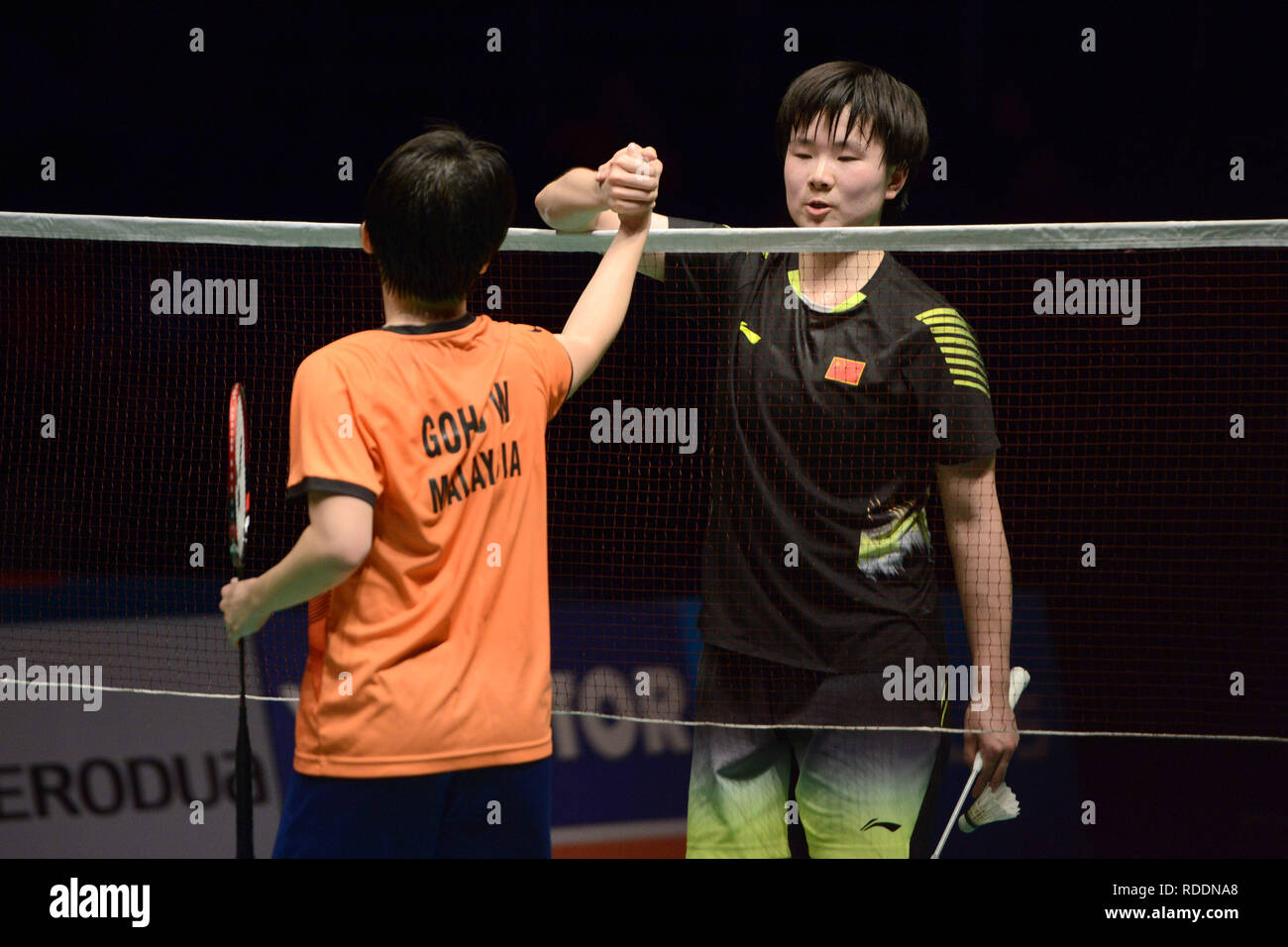 Kuala Lumpur, Malaysia. 18th Jan, 2019. Goh Jin Wei (L) of Malaysia ...