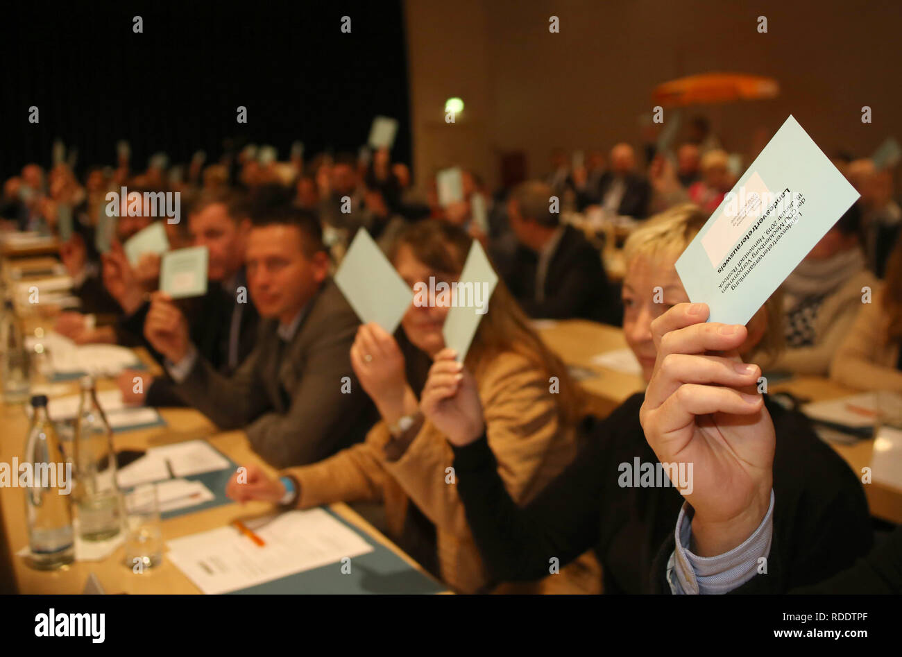 Rostock, Germany. 18th Jan, 2019. The participants of the 34th CDU ...