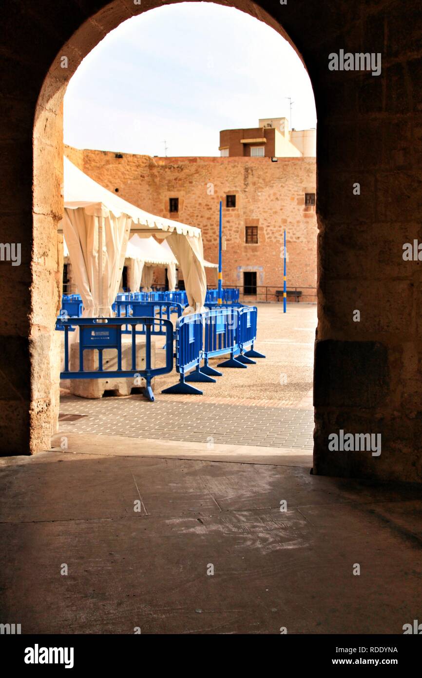 Fortress castle of the fishing village of Santa Pola, Alicante, Spain ...