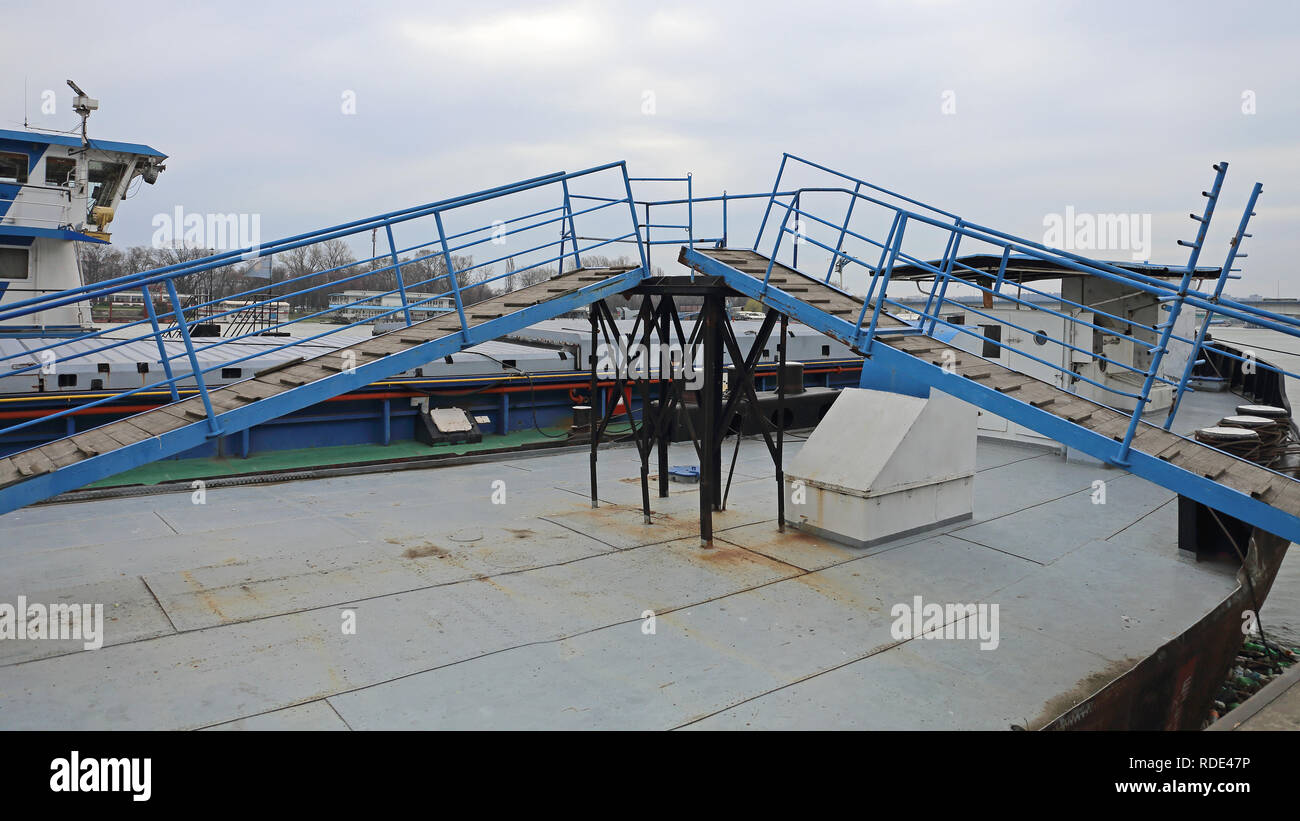 Two Gangway Steel Ramps For Ship Access Stock Photo - Alamy