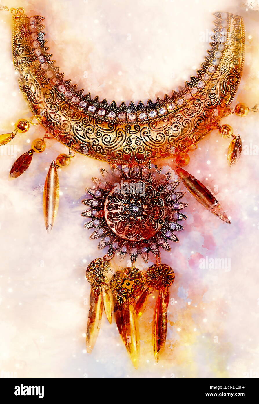 beautiful luxury jewel with filigrane ornaments lying and softly ...