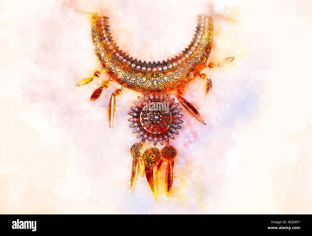 beautiful luxury jewel with filigrane ornaments lying and softly ...