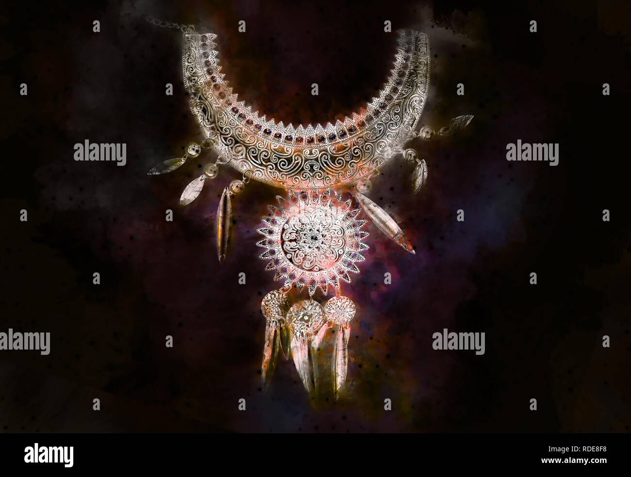 beautiful luxury jewel with filigrane ornaments lying and softly ...