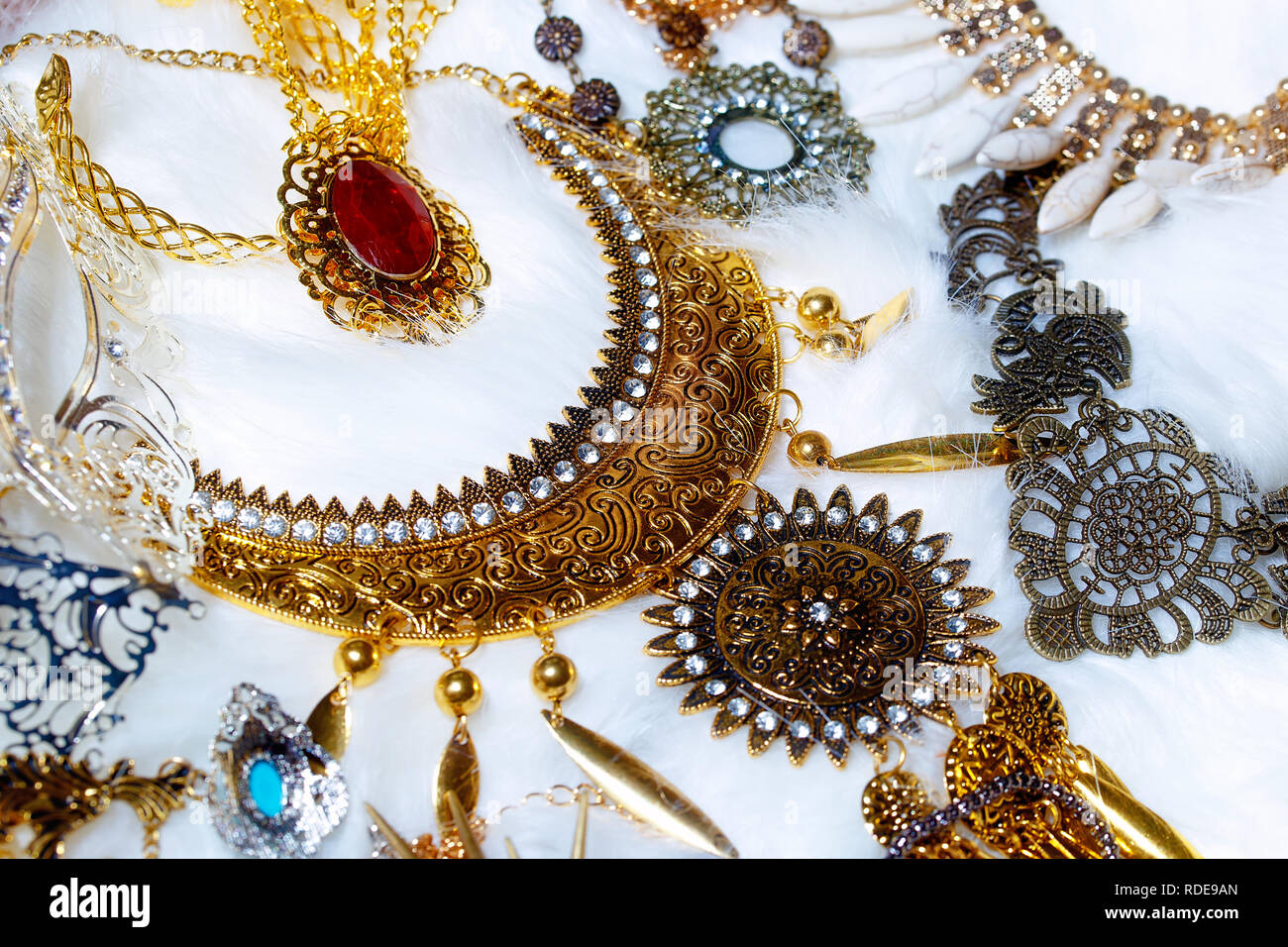 beautiful set up of different luxury jewel sets with filigrane ...