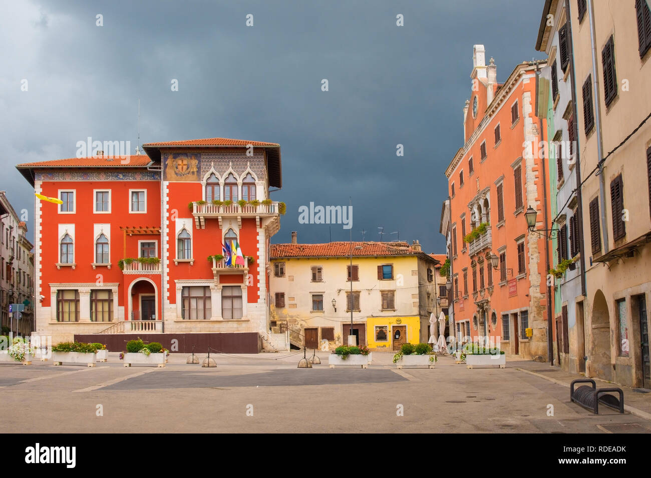 Vodnjan, Croatia - September 1st 2018. Buildings in the historic ...