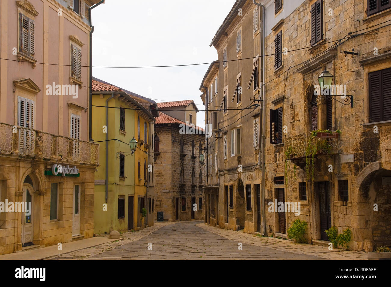 Vodnjan, Croatia - September 1st 2018. Buildings in the historic ...