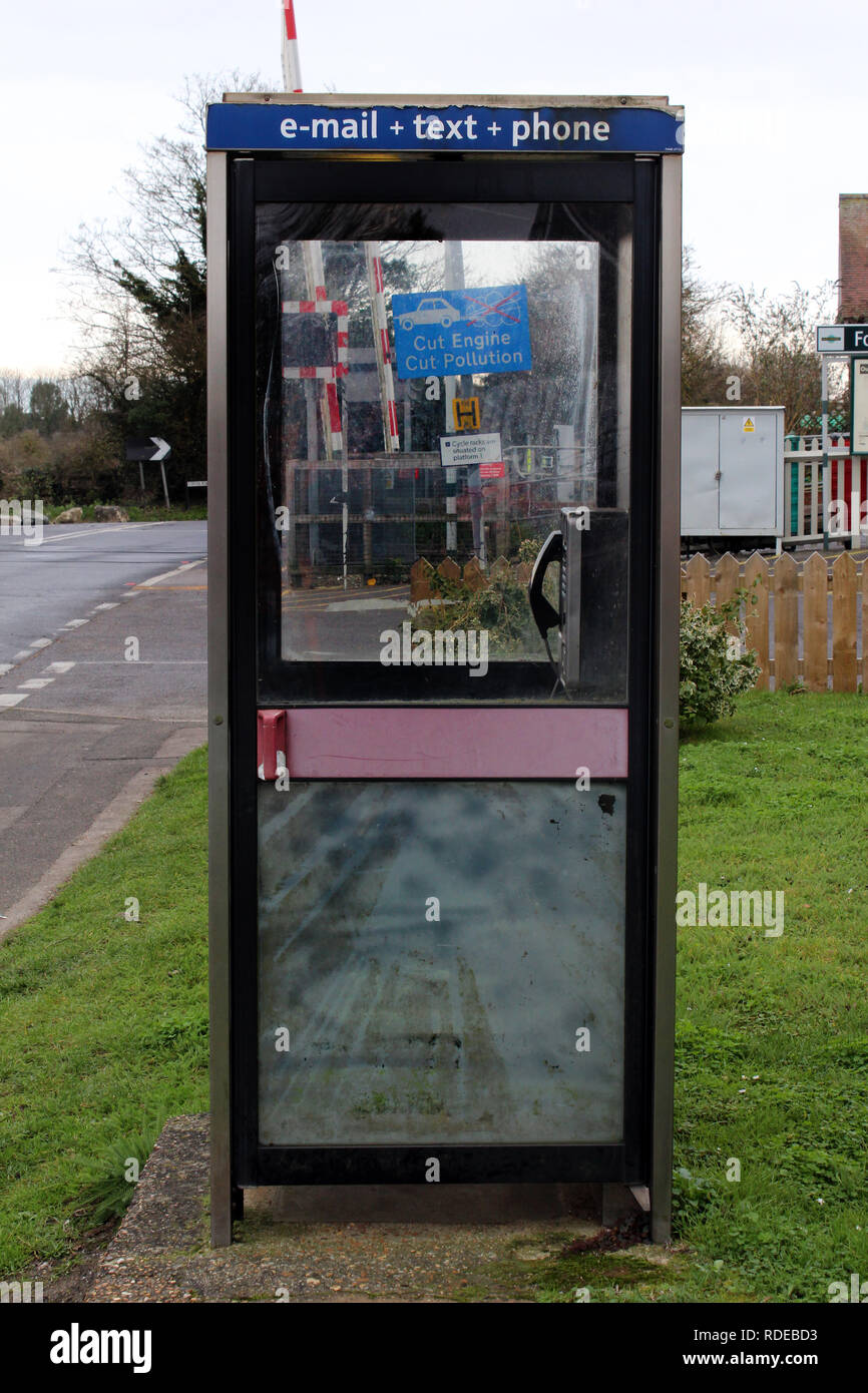 British Telecom phone booth in train station Brighton. England, UK ...