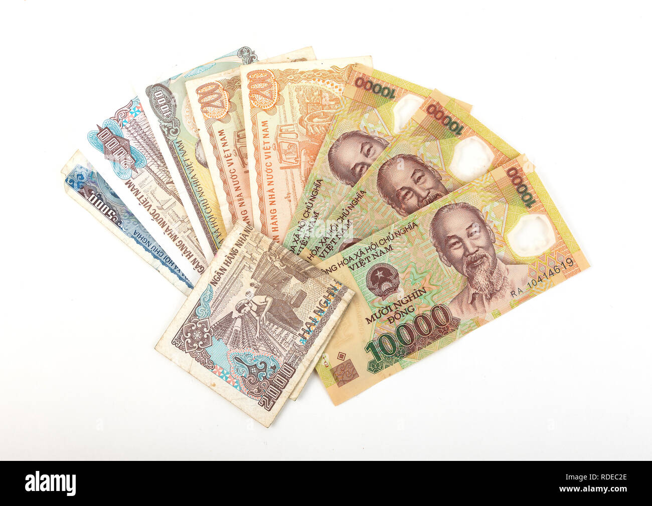 Detail of Vietnamese money background (Dong Currency) on the table ...