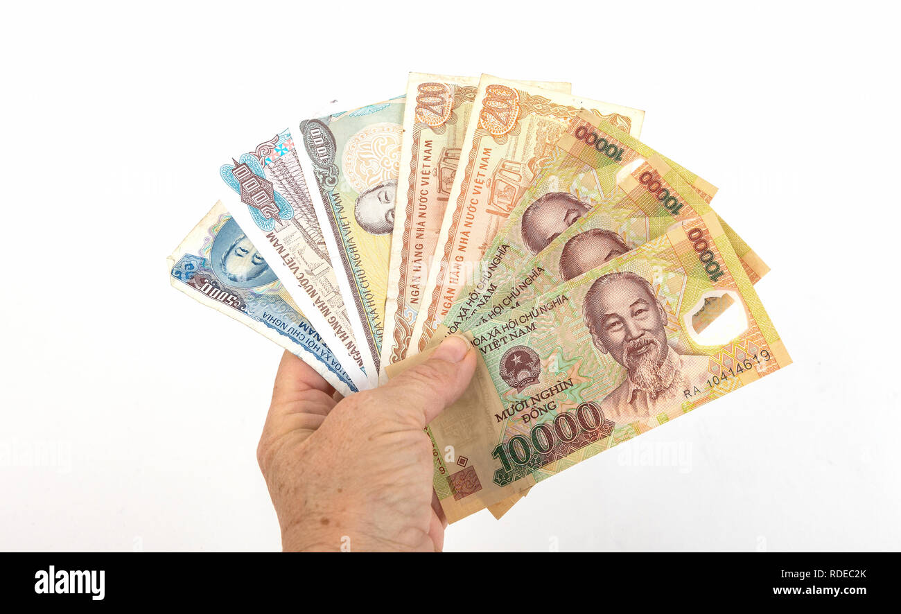 Detail of Vietnamese money background (Dong Currency) on the table ...