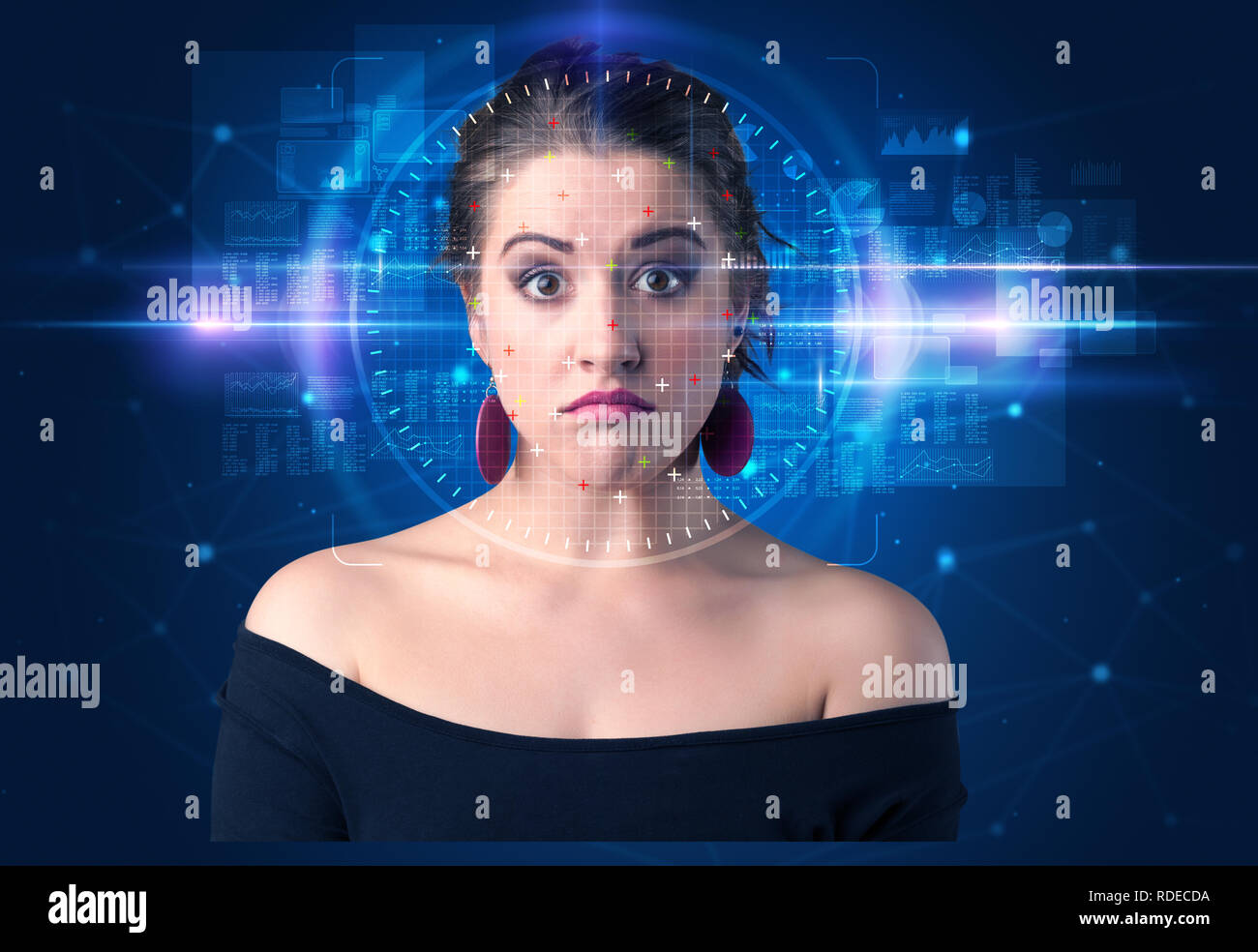 Biometric Verification Woman Face Detection High Technology Concept