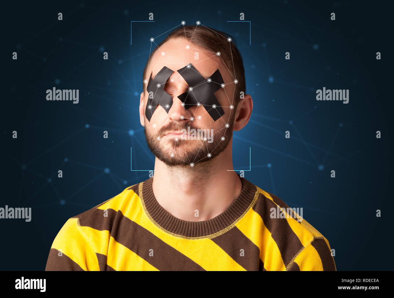 Recognition of a face by layering a mesh. Biometric verification and ...