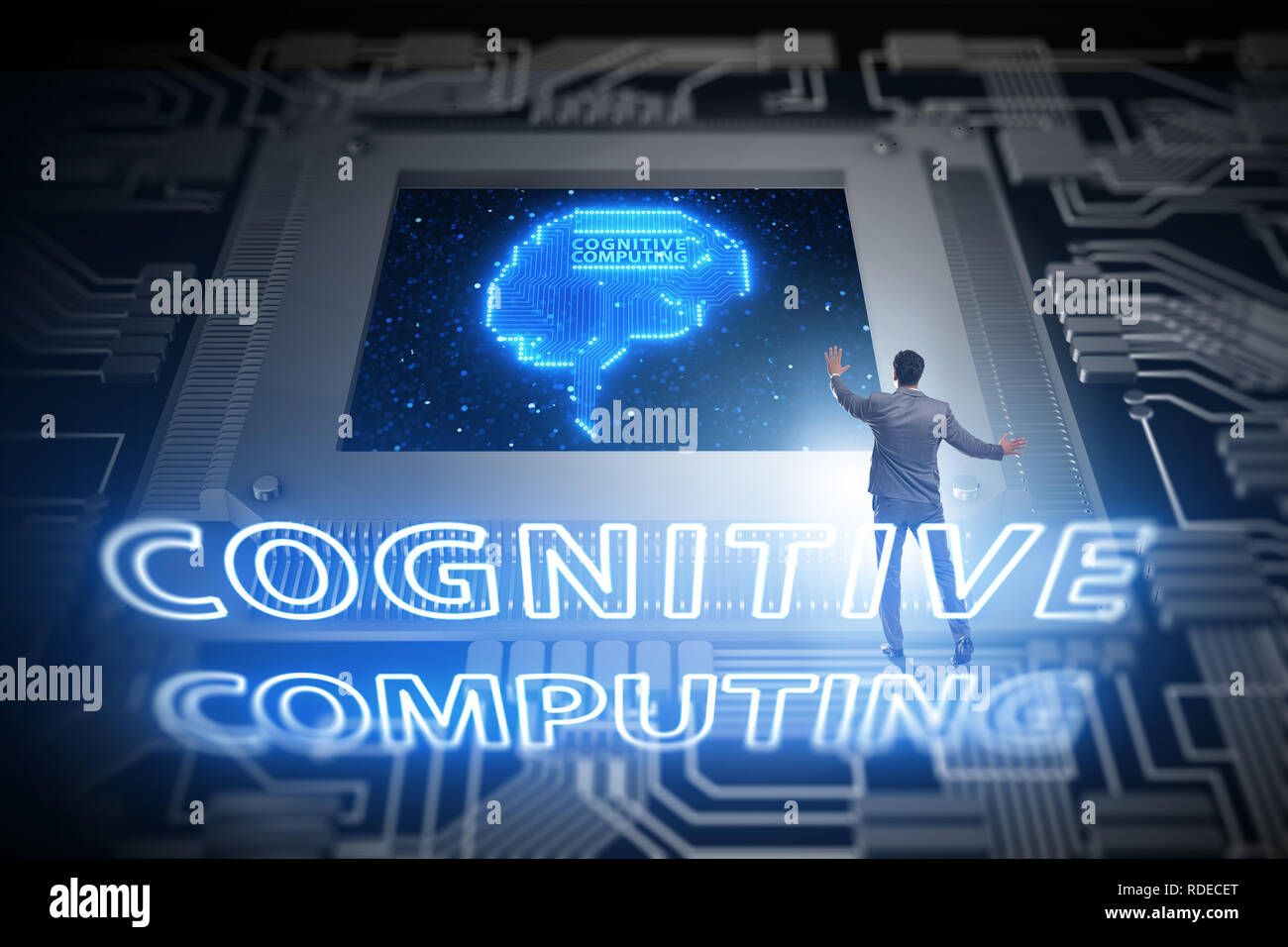Cognitive computing concept as future technology with businessman Stock ...
