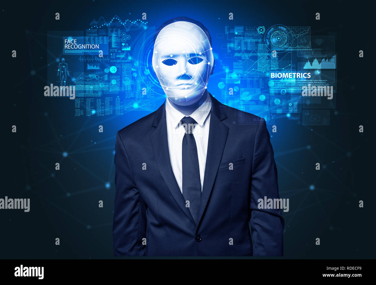 Biometric verification - young man face recognition concept Stock Photo ...