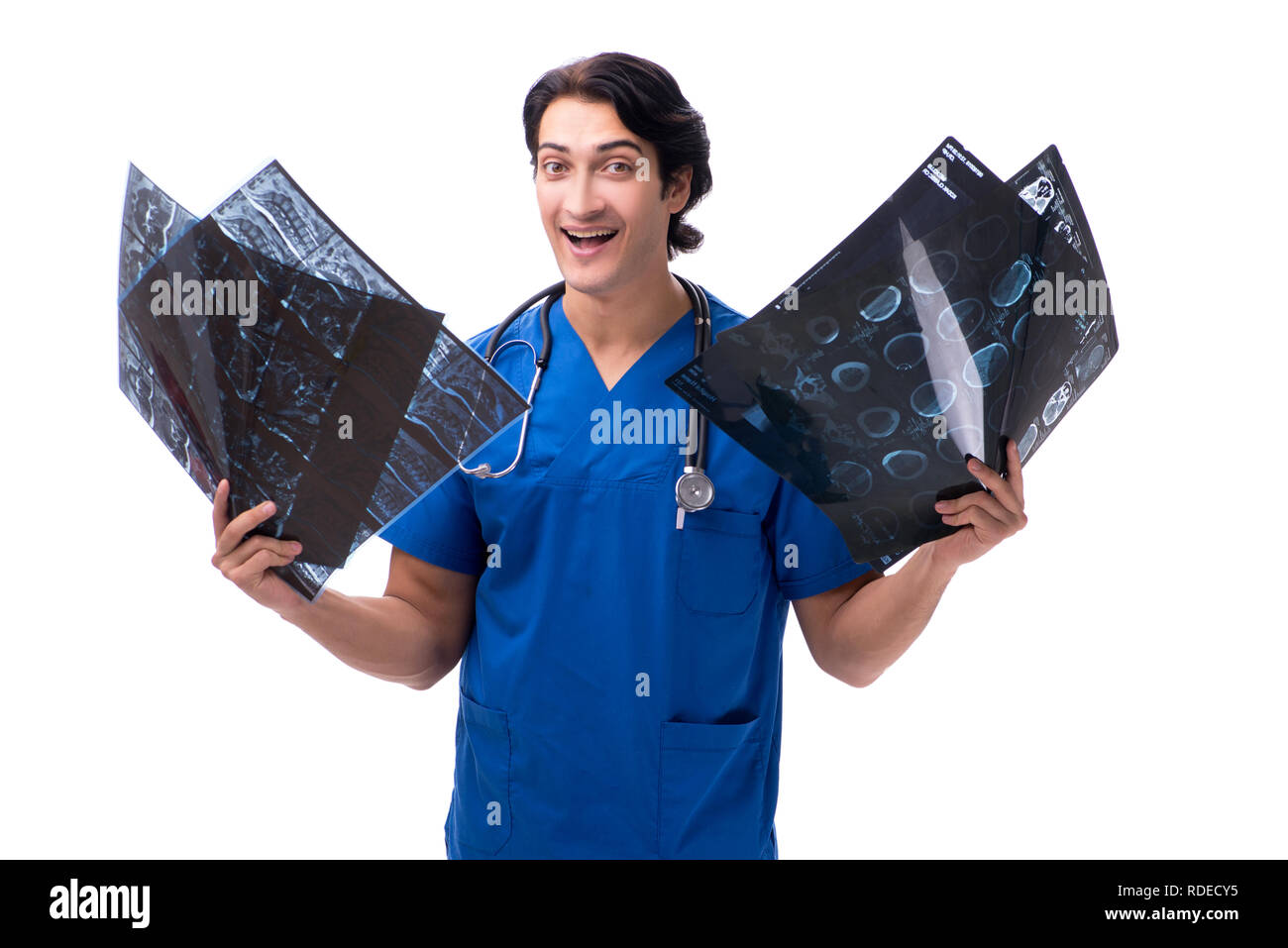 Young handsome doctor radiologist isolated in white Stock Photo - Alamy