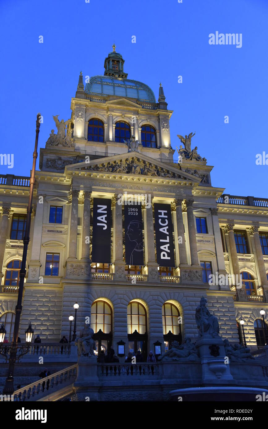 Black flags commemorating late student Jan Palach with his name and ...